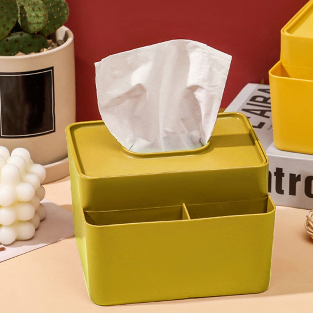 ROBOT-GXG Tissue Box Caddy with Compartments - Tissue Box Organizer ...