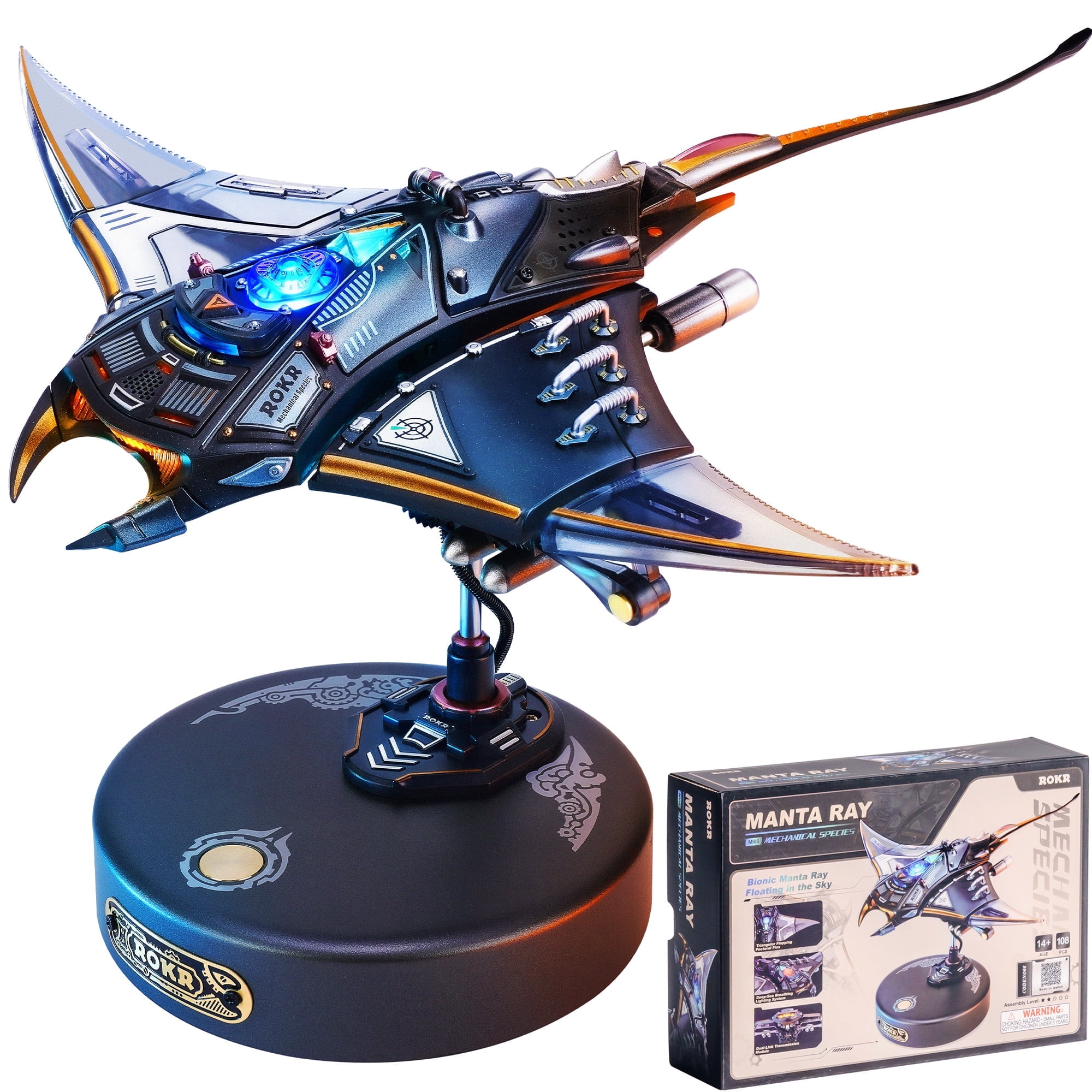 ROBOTIME 3D Puzzle Toys - Manta Ray Mechanical Kinetic Desk Model to ...