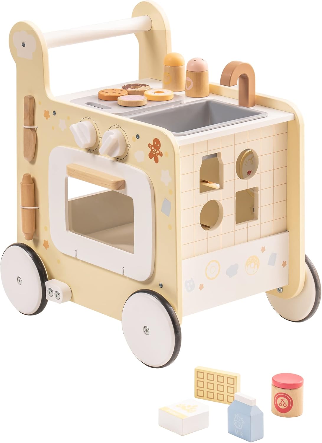 ROBOTIME Wooden Baby Push Walker Learning Walker,4 in 1 Activities ...