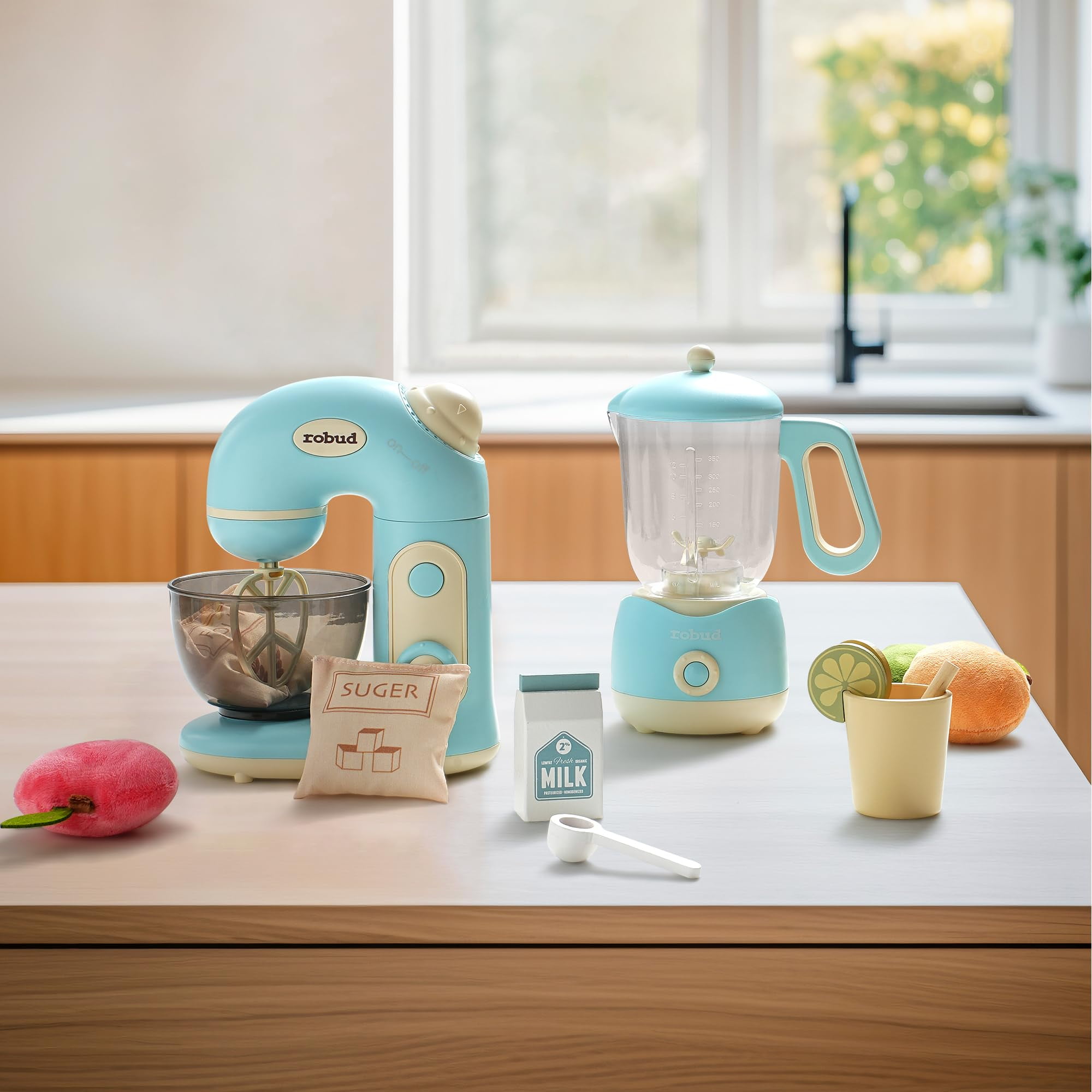 ROBUD Play Kitchen Toys, Toy Blender and Toy Juicer 2 Sets, Pretend ...
