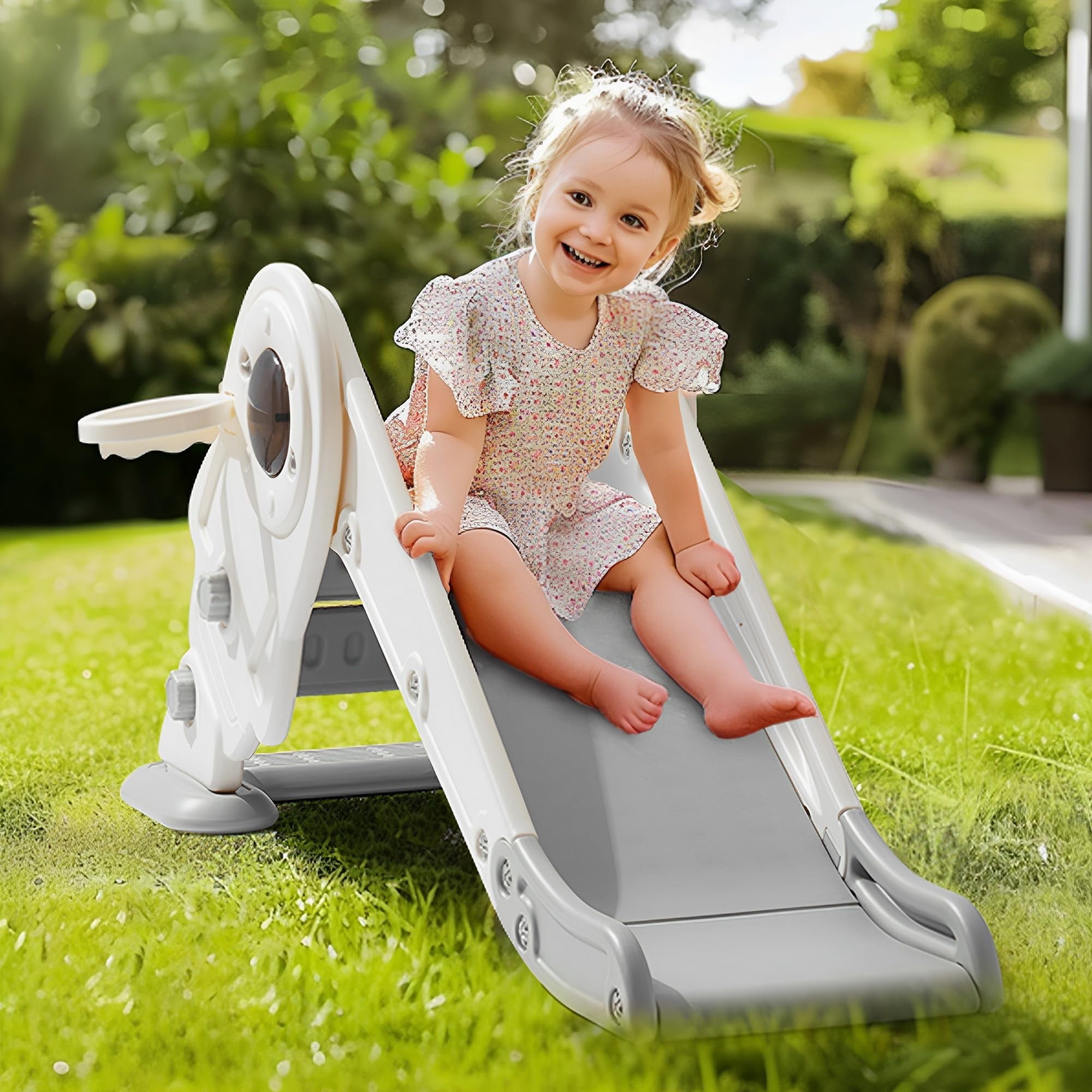 ROBUD Toddler Slide, 2 in 1 Kids Slide with Basketball Hoop and ...