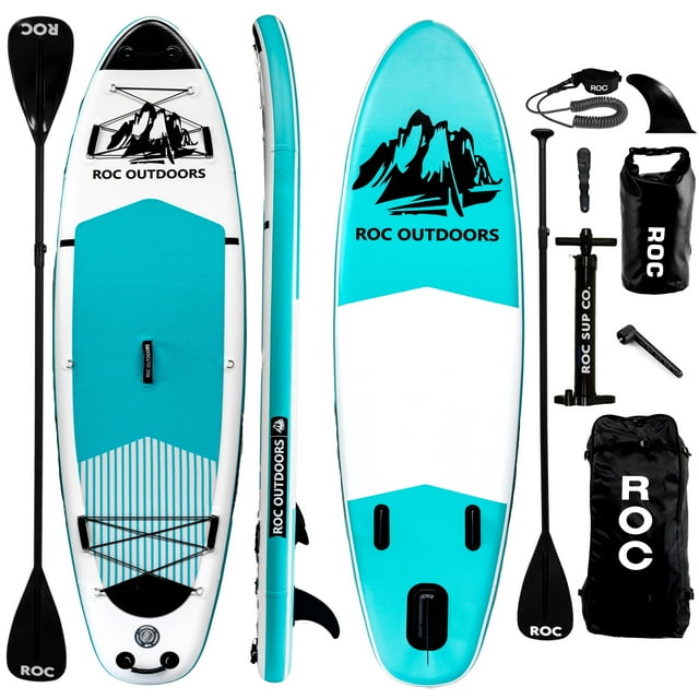 ROC Outdoors 10ft 6in Inflatable Stand Up Paddle Board with Premium ...