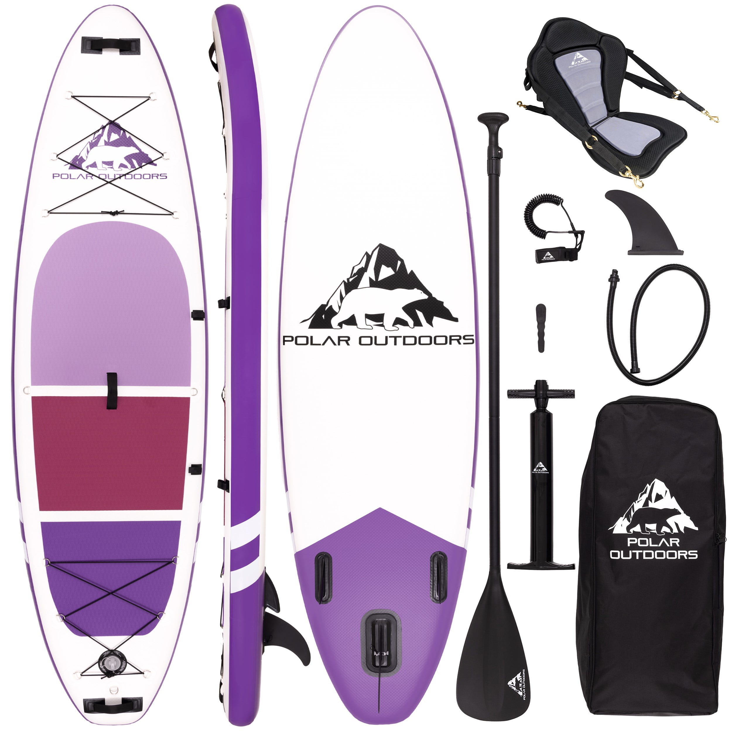 ROC Outdoors Polar Series 10ft Inflatable Stand Up Paddle Board with ...