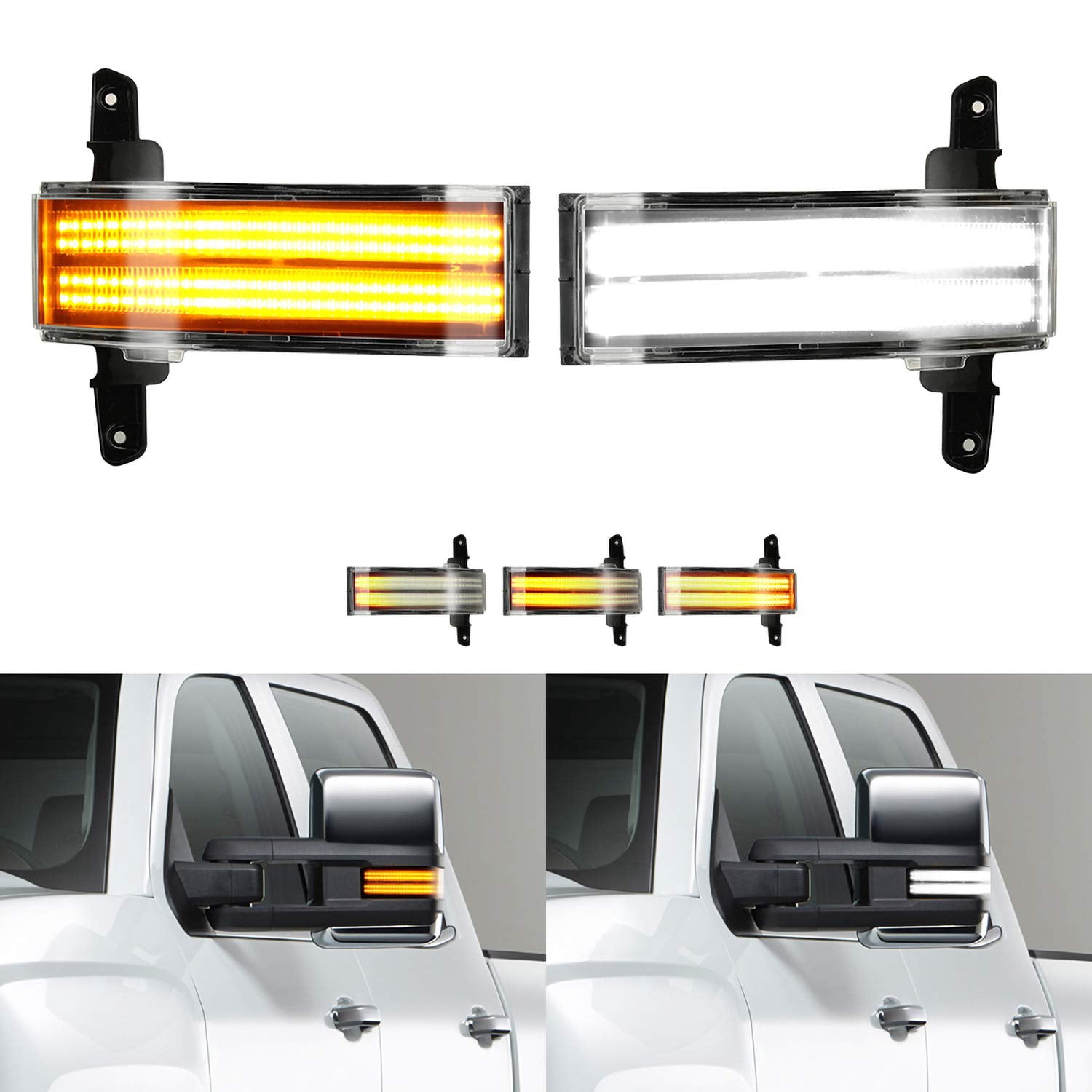 ROCCS LED Sequential Amber Side Mirror Marker Turn Signals White ...