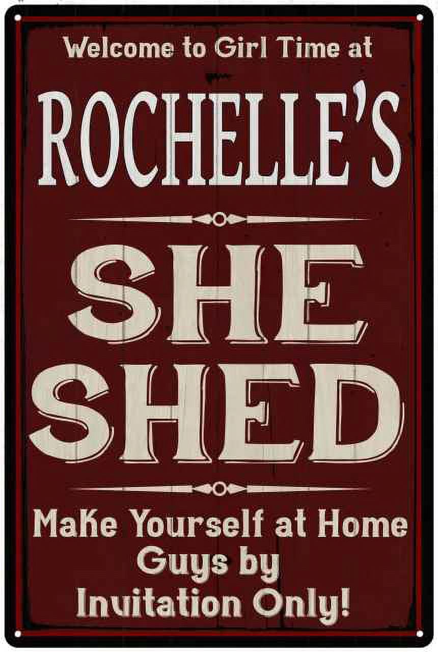 ROCHELLE'S She Shed Red Sign Lady Cave 8 x 12 High Gloss Metal ...