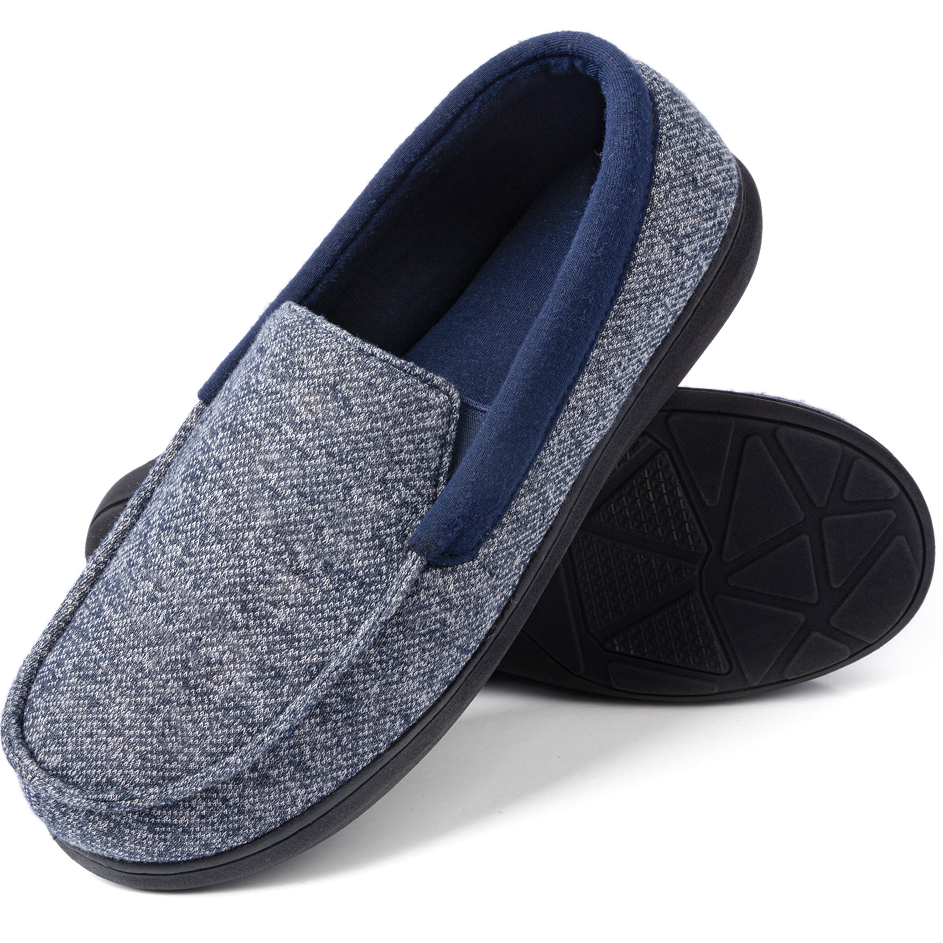 Ravelier Men's Moc Slippers with Memory Foam Arch Support and Rubber ...