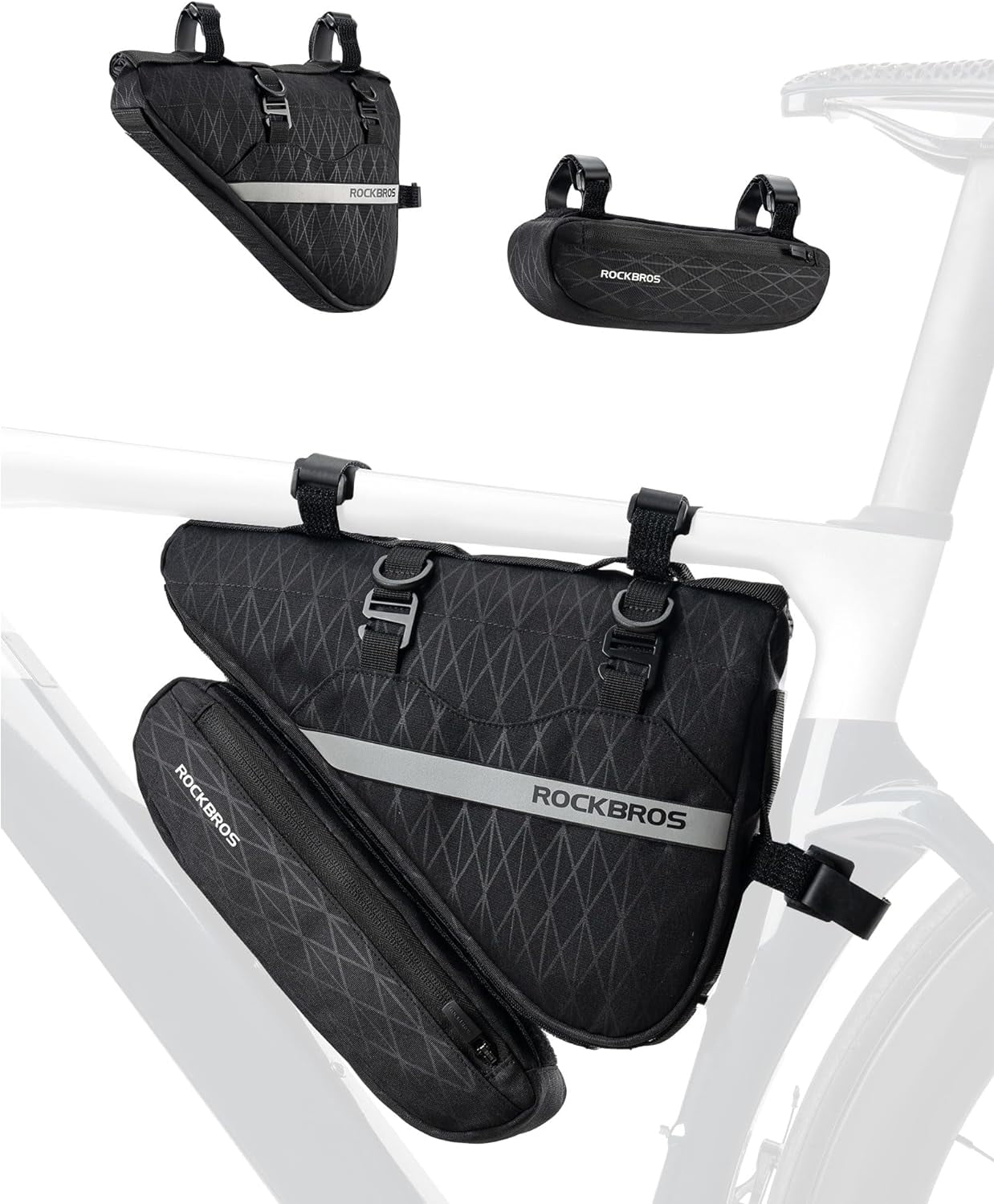 ROCKBROS 2 in 1 Triangle Frame Bag, Bike Frame Bag, Bicycle Handlebar ...