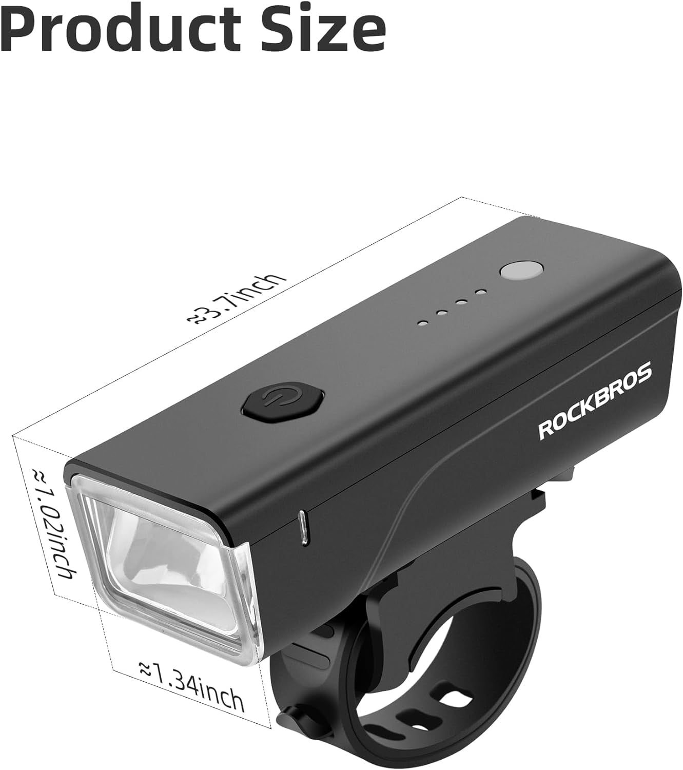 ROCKBROS Bicycle Front Frame Light Type-C Bike Headlight 5 Light Modes ...