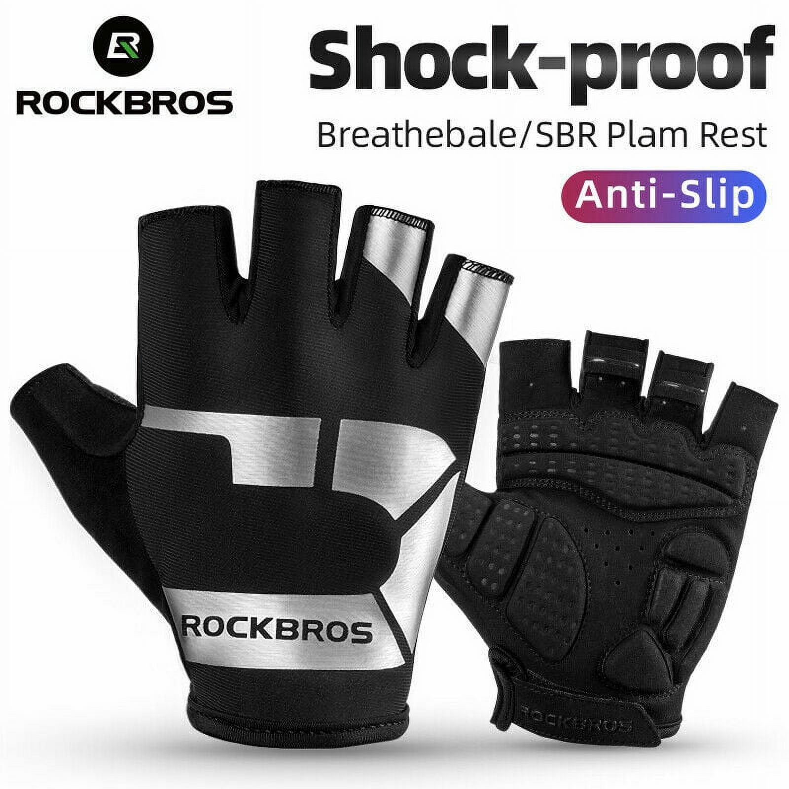 ROCKBROS Bicycle Gloves Cycling Half Finger Glove Sports SBR Anti-slip ...