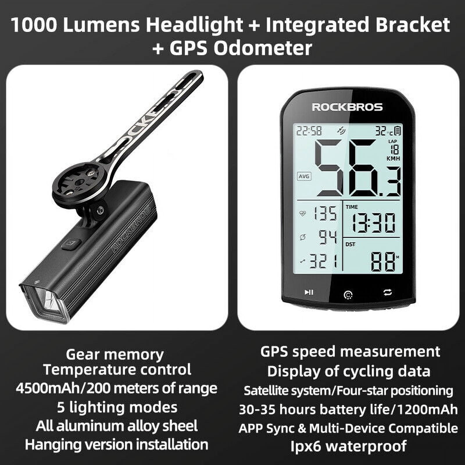 ROCKBROS Bike Headlight & Speedometer Odometer Set Cycling USB ...