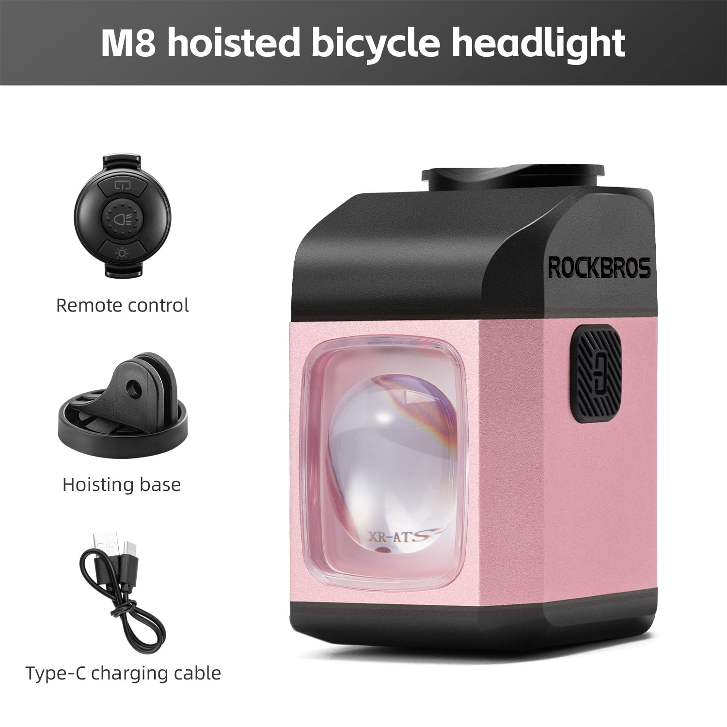 ROCKBROS Bike Hosting Light 1600 LM Adjustable Beams Remote Control Built-in Light/Vibration ...