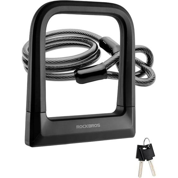 ROCKBROS Bicycle Lock Set,Bike U-Lock Security Steel Cable with 1.2m ...