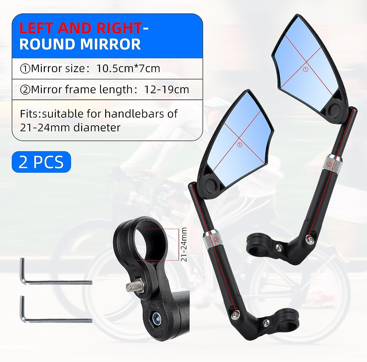 ROCKBROS Bike Mirror Adjustable Safe Rear View Mirror Anti-glare Lens ...