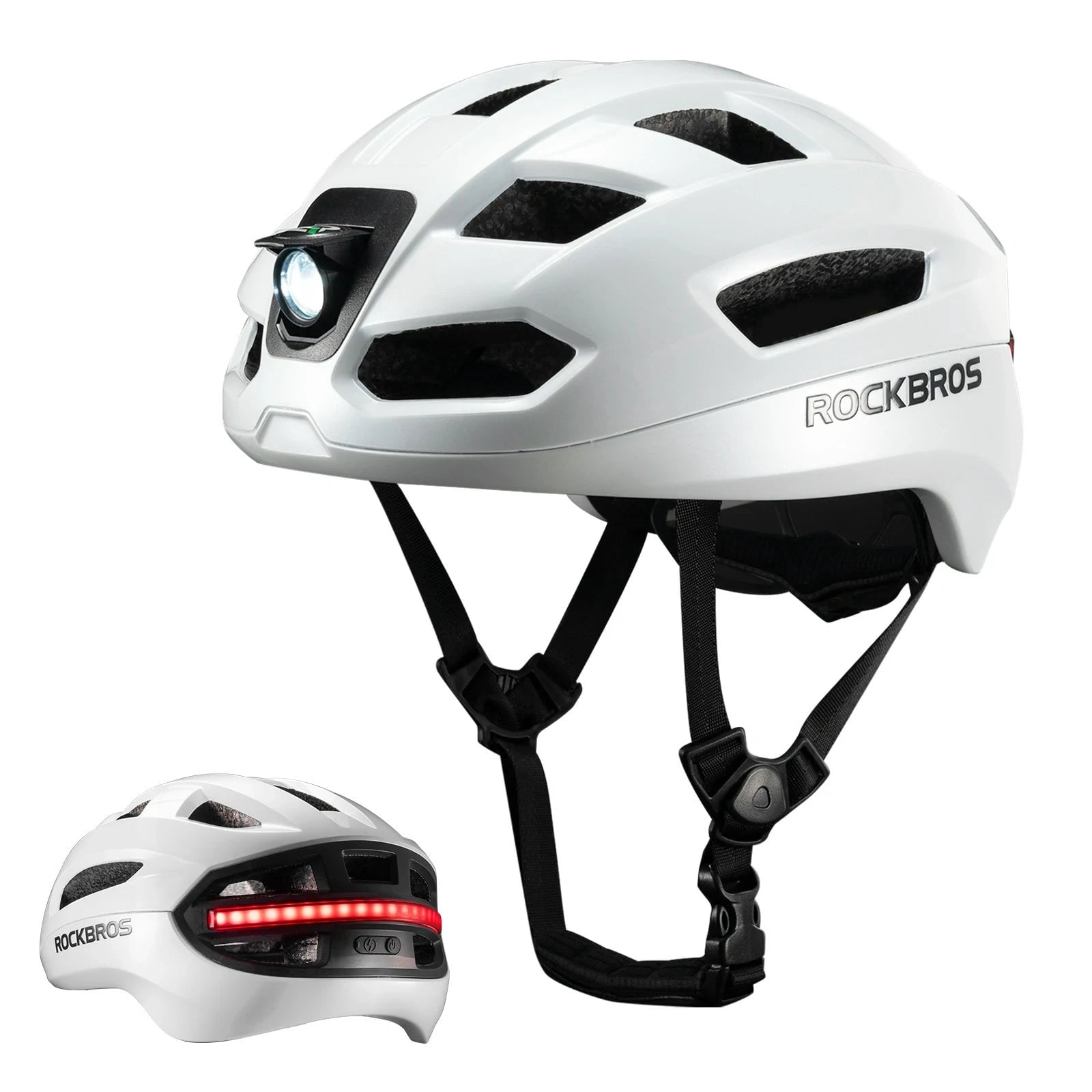 ROCKBROS Cycling Helmet Lighting Smart Remote Warning USB Light Control ...
