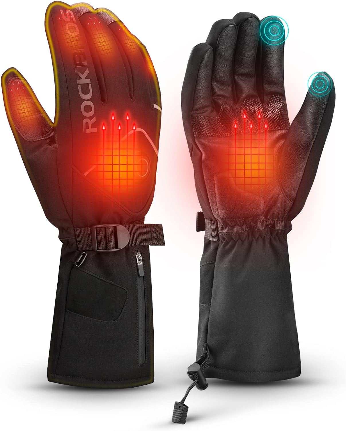 ROCKBROS Heated Gloves Electric Rechargeable Battery Thermal Mittens ...