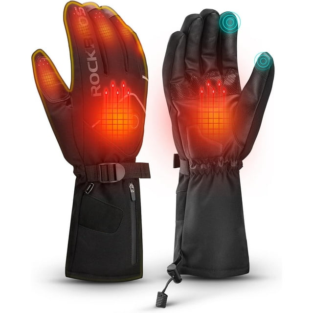 ROCKBROS Heated Gloves Electric Rechargeable Battery Thermal Mittens ...