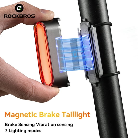ROCKBROS Magnetic Bike Tail Light - Brake Sensing, 7 Modes & Waterproof Design - Walmart.com