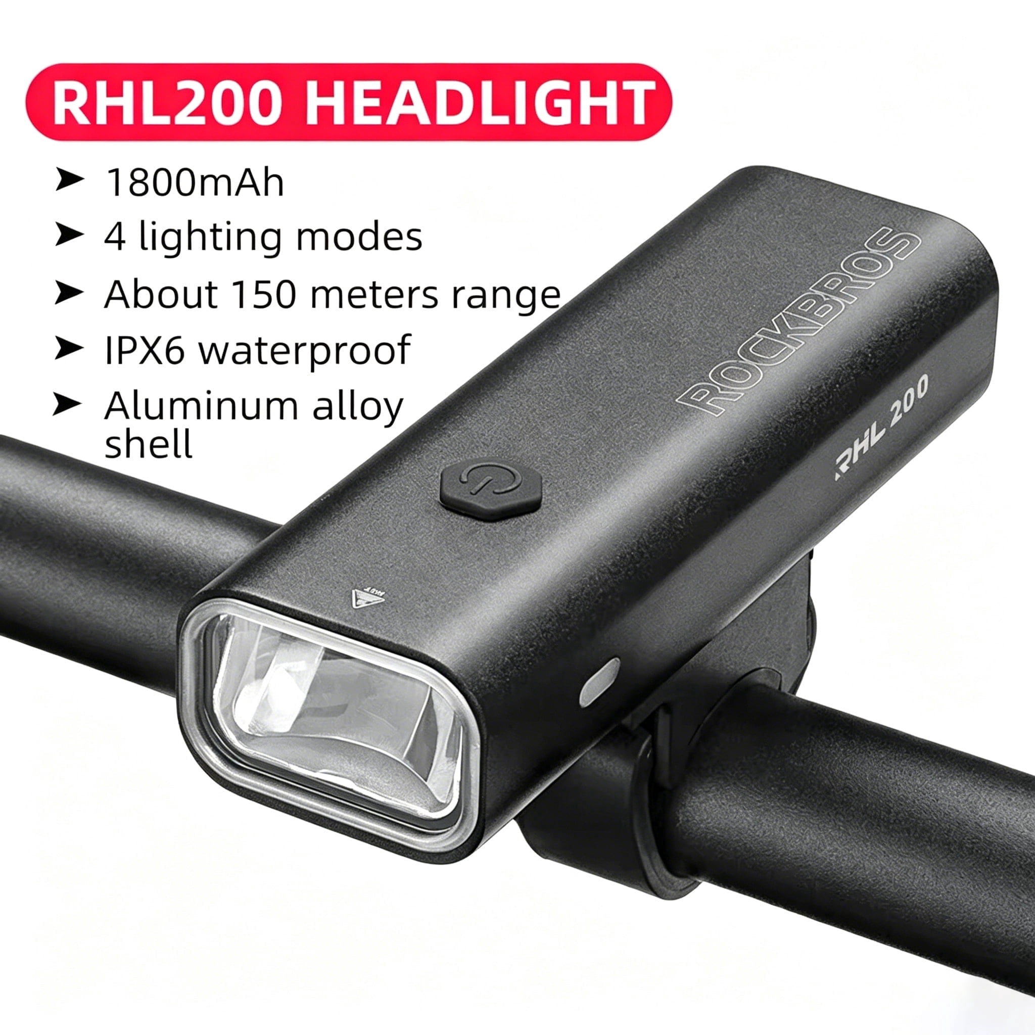 ROCKBROS USB-C Rechargeable LED Bike Headlight, 200/400 Lumens ...