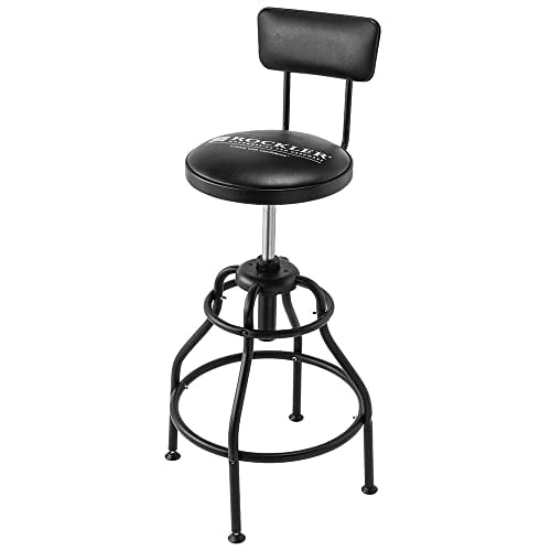 Pneumatic Shop Stool wAdjustable Backrest Matte Black Garage Stools for ...