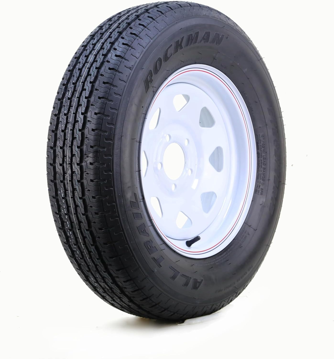 ROCKMAN Trailer Tire Wheel Assembly ST205/75R15 8-Ply D 107M 5 Lug on 4 ...