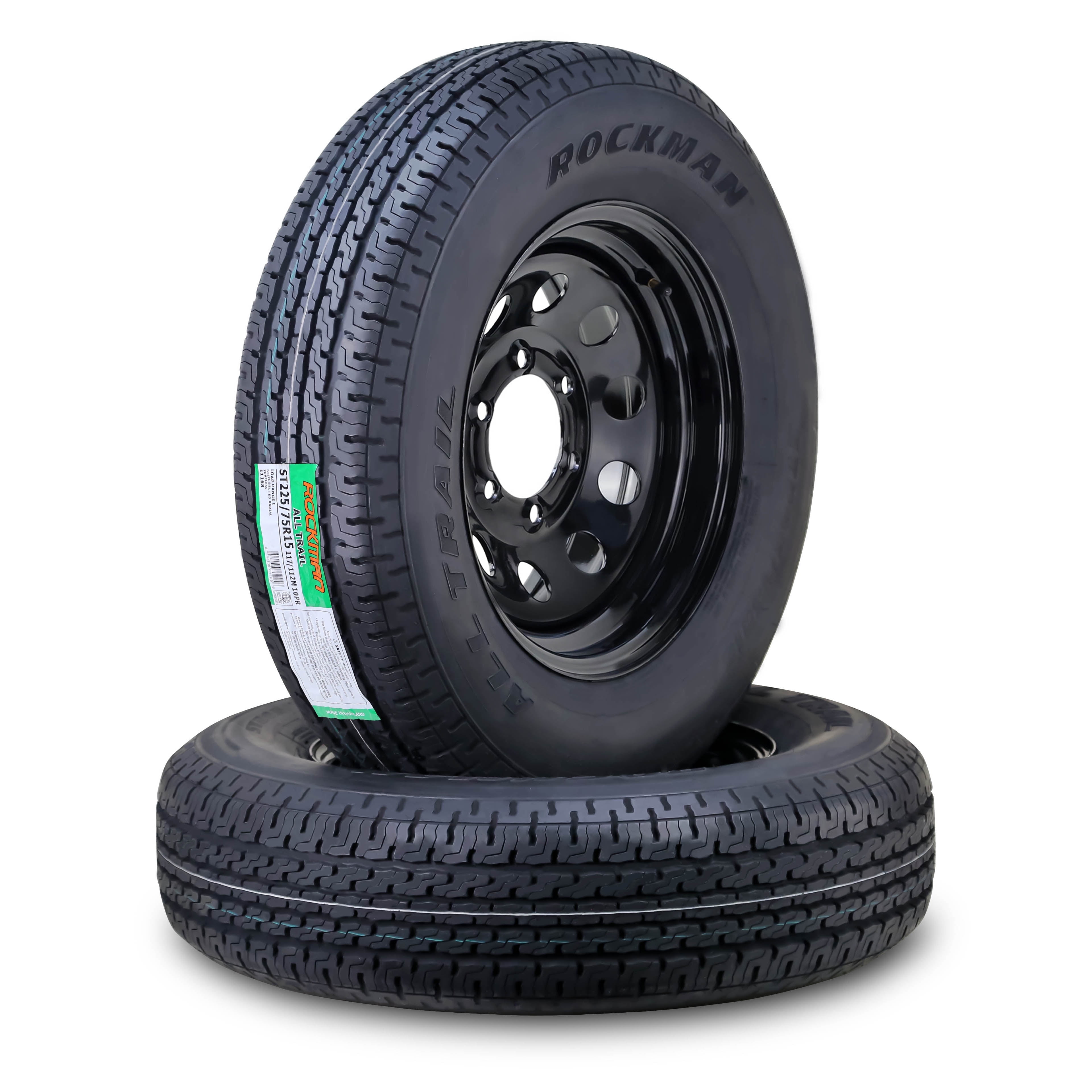 ROCKMAN Trailer Tire Wheel Assembly ST225/75R15 10-Ply E 117M 6 Lug on ...