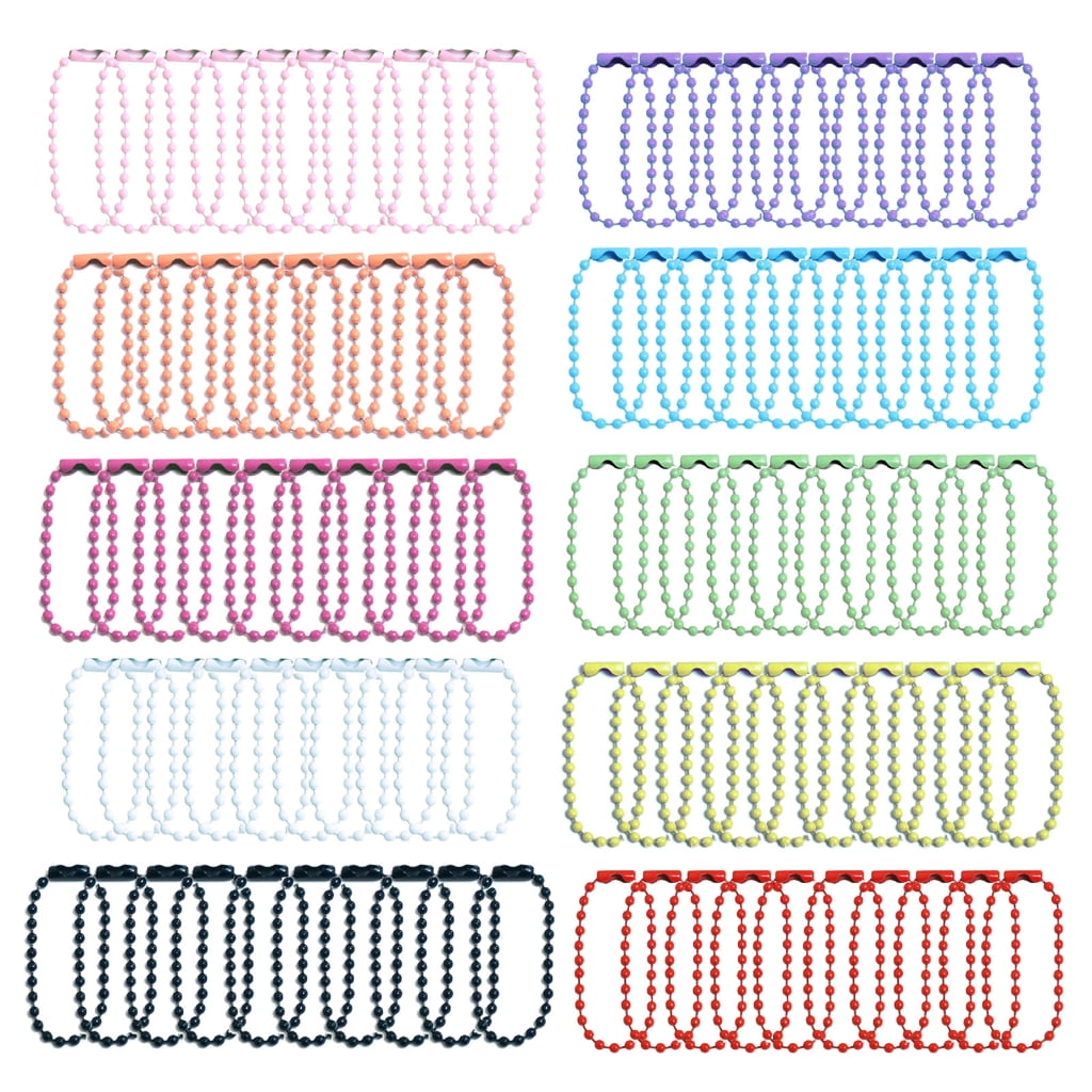 ROCKROK 100Pcs Colorful Beaded Chains Metal Ball Beads Chain Keychains ...