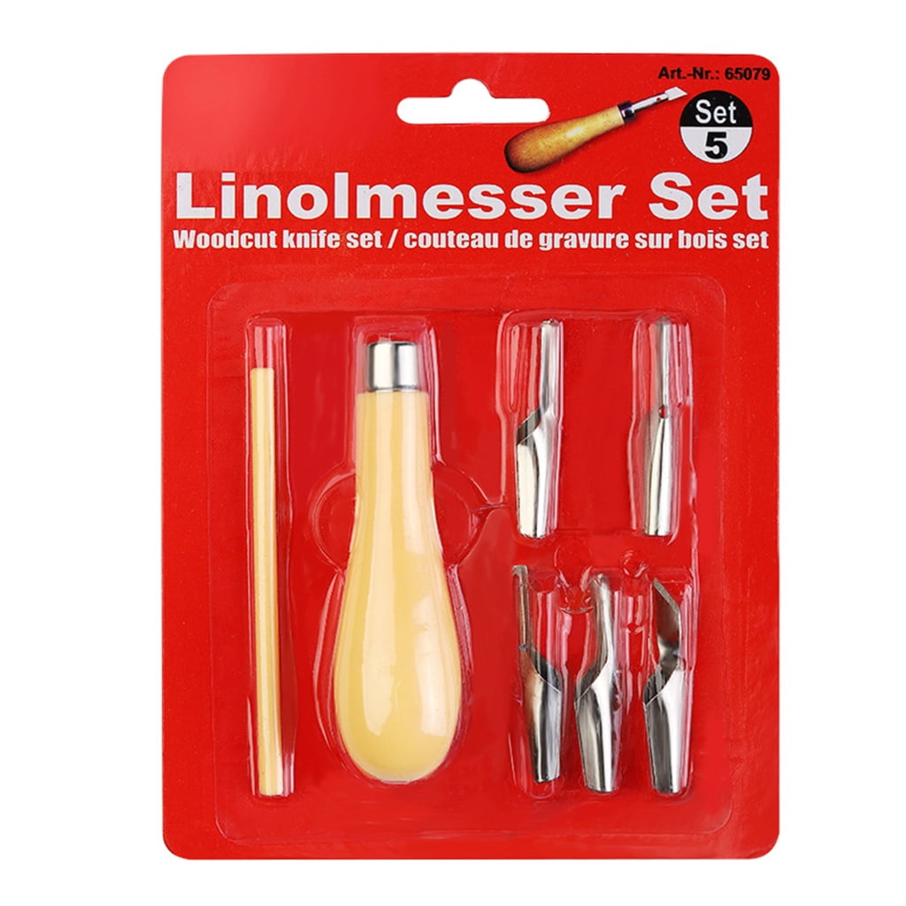 ROCKROK 2 Set Lino Cutting Tool Kits Wood Block Carving Tool Linoleum ...