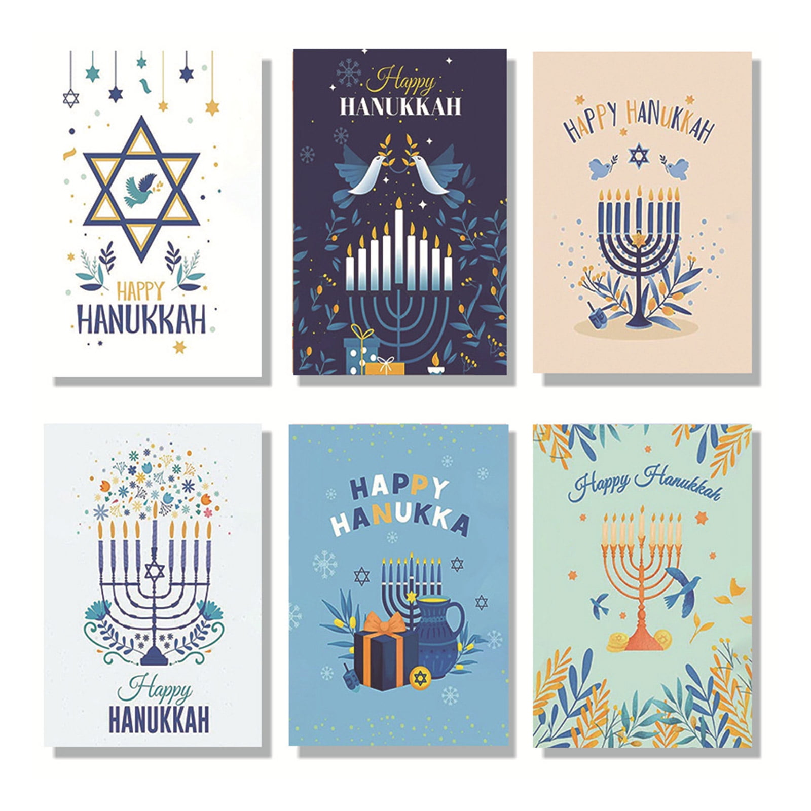 ROCKROK 30Pcs Bird Print Hanukkah Greeting Cards with Envelopes Happy ...