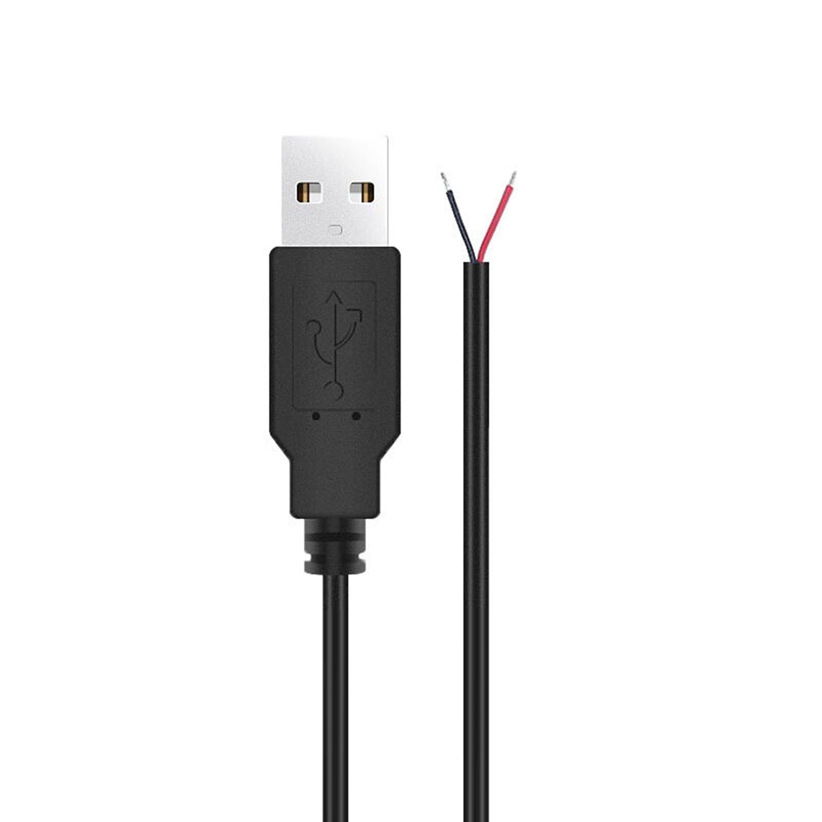 ROCKROK 30cm/100cm/200cm Power Supply Cable 22AWG USB Male 2Pin Bare ...