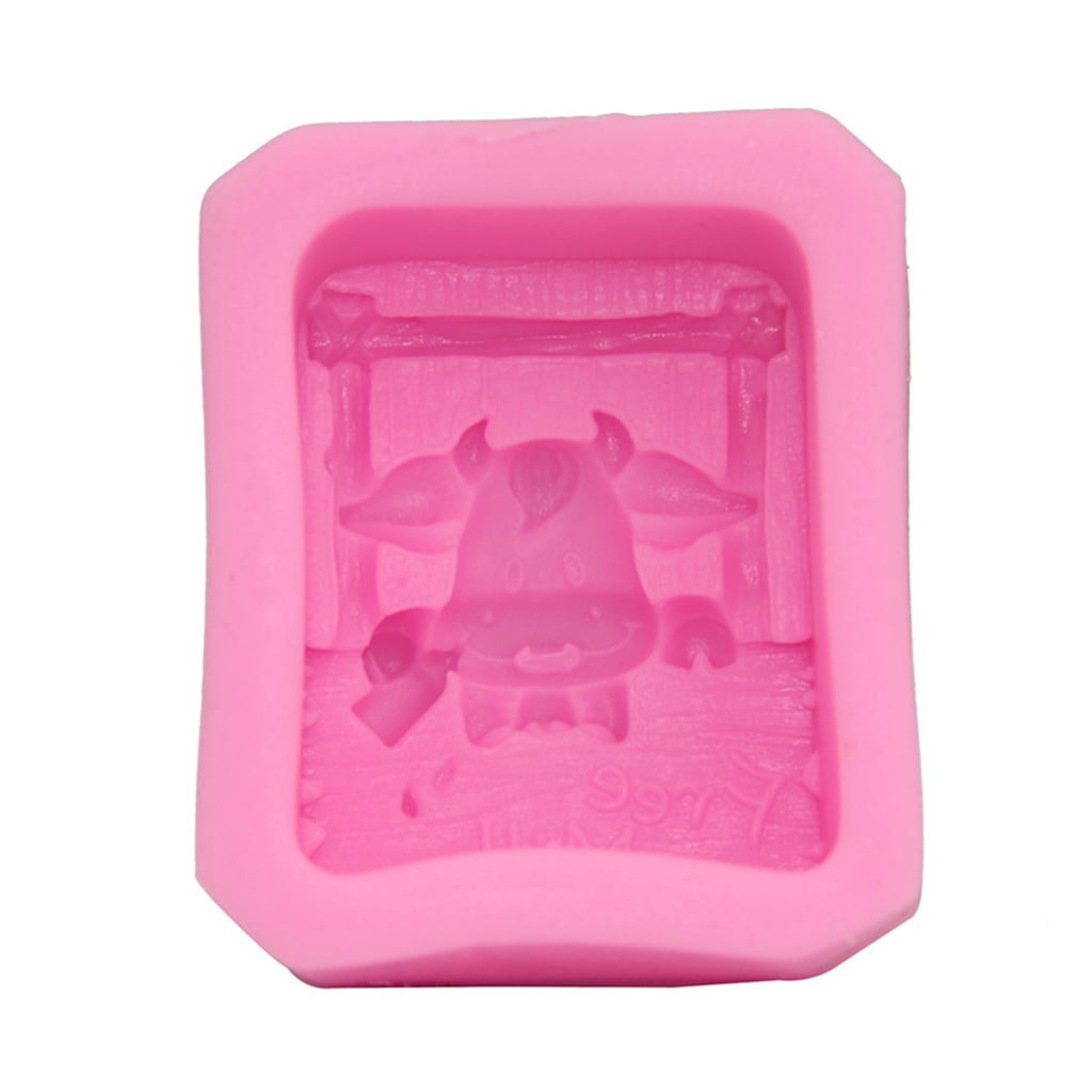 ROCKROK Cartoon Cow Cattle Silicone Soap Mold Fondant Candy Mould Cake ...