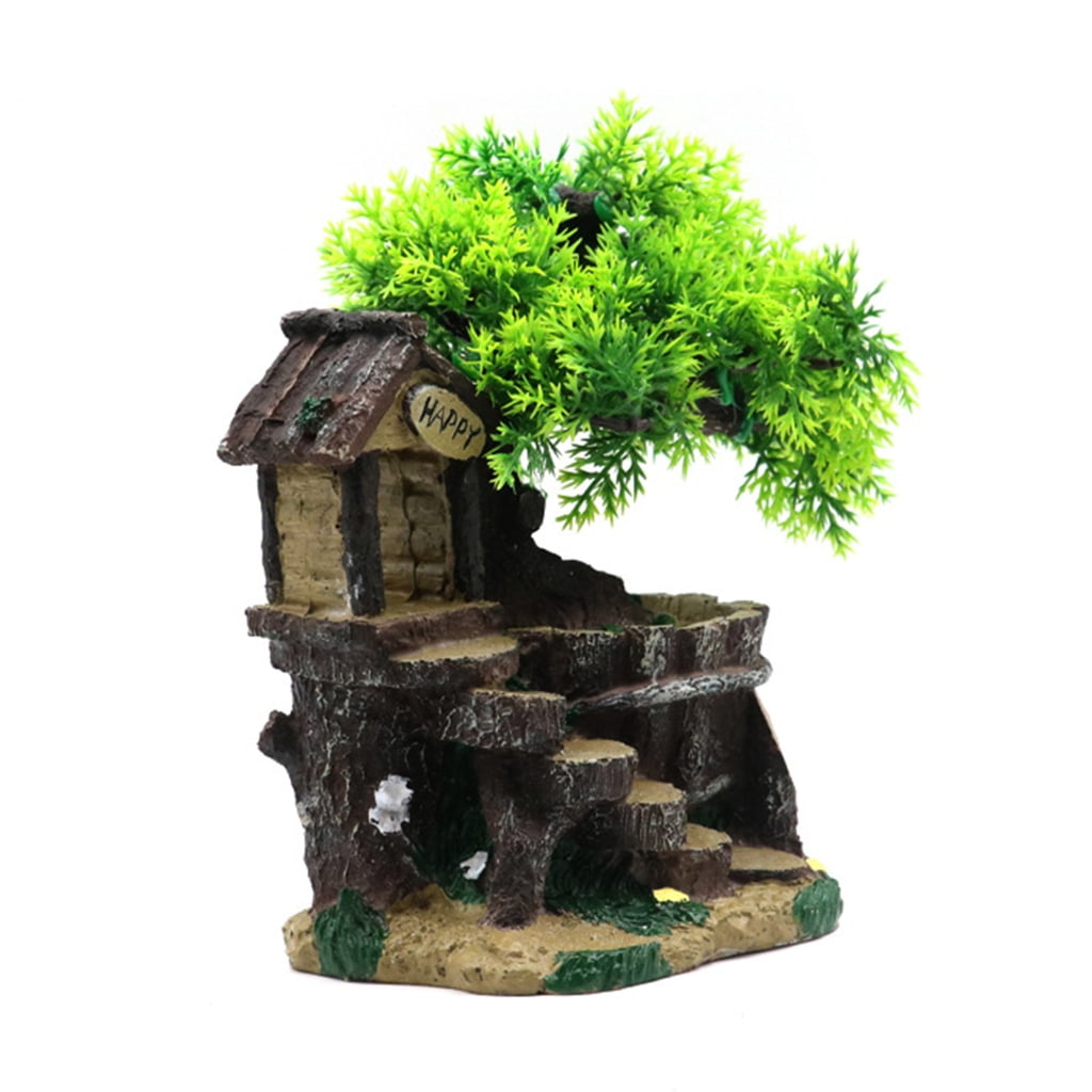 ROCKROK Fishtanks Landscape Trunk Tree House Decorations for Aquariums ...
