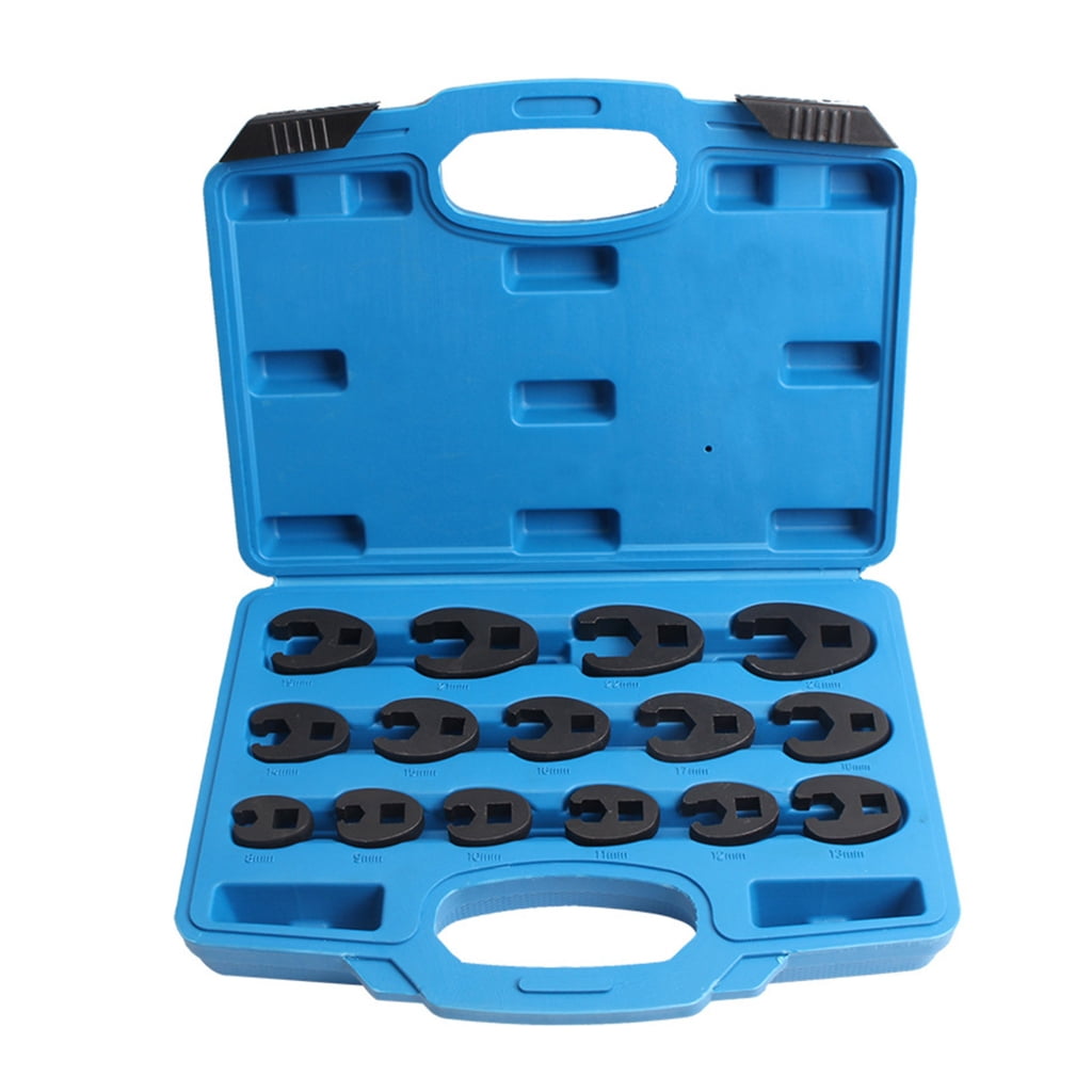 ROCKROK Metric Crowfoot Nut Wrench Set 15Pieces, 8-24mm Open End ...