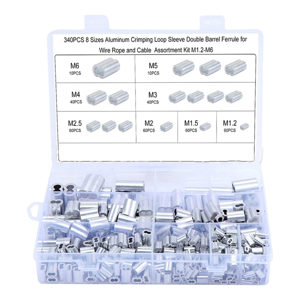 ROCKROK Steel Cable Wire Aluminum Clip Crimps Looping Sleeves Rope Cord ...