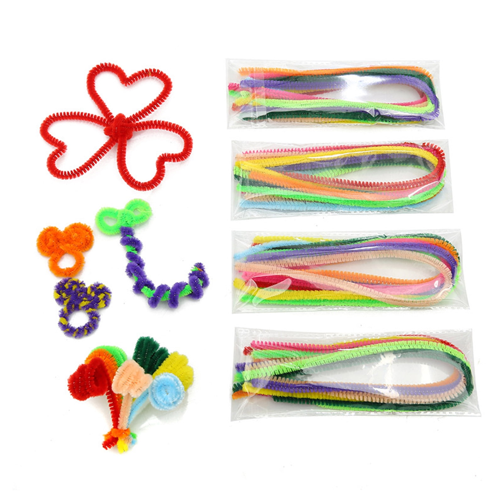 ROCKROK Toy,100 Pcs Pipe Poms Craft Finger Training Self Adhesive ...