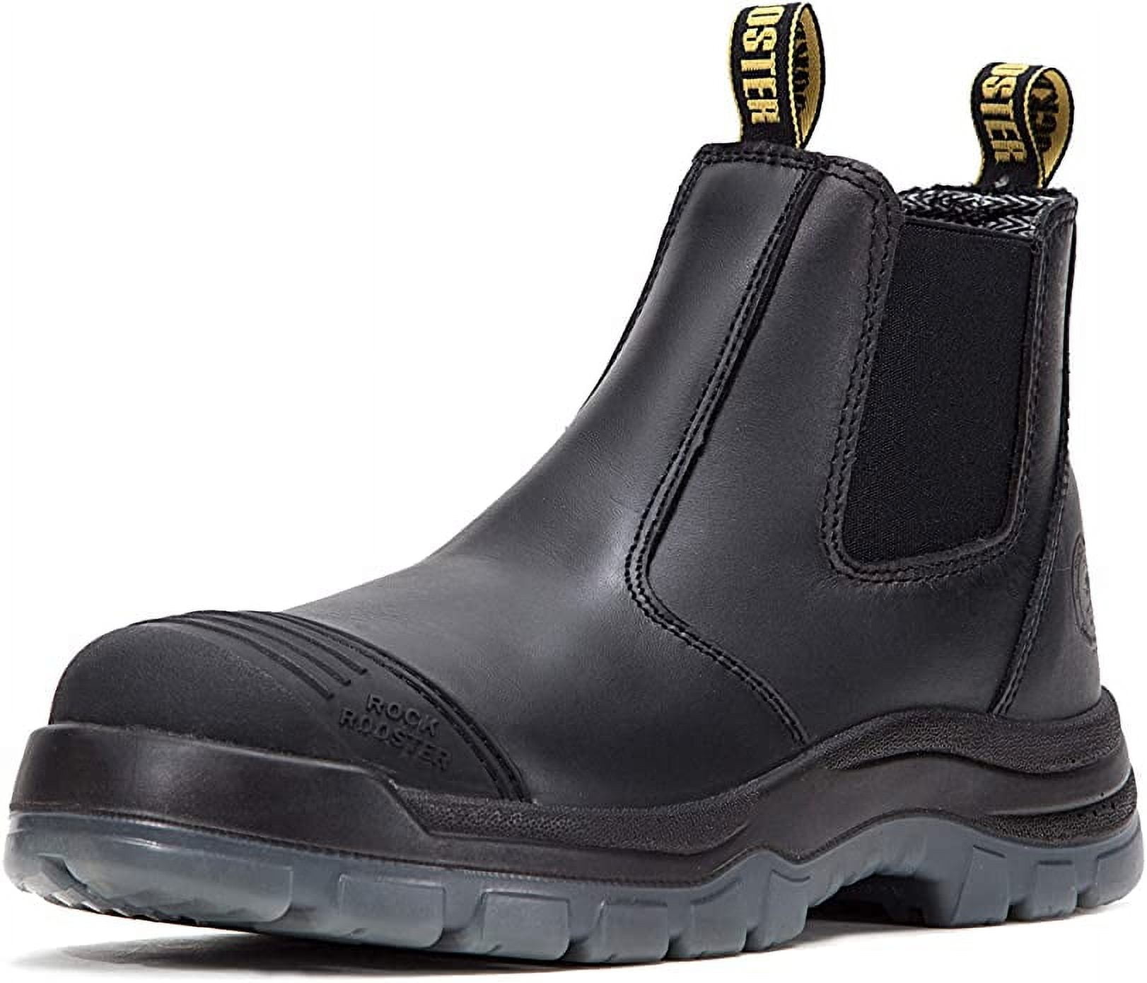 ROCKROOSTER Work Boots for Men, 6 inch Steel Toe, Slip On Safety Oiled ...