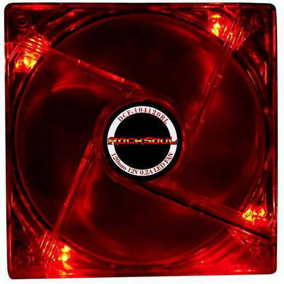 ROCKSOUL DCF-104120RL 120mm Red LED Case Fan, Transparent - Walmart.com