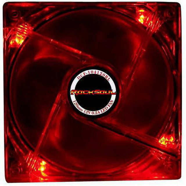 ROCKSOUL DCF-104120RL 120mm Red LED Case Fan, Transparent - Walmart.com