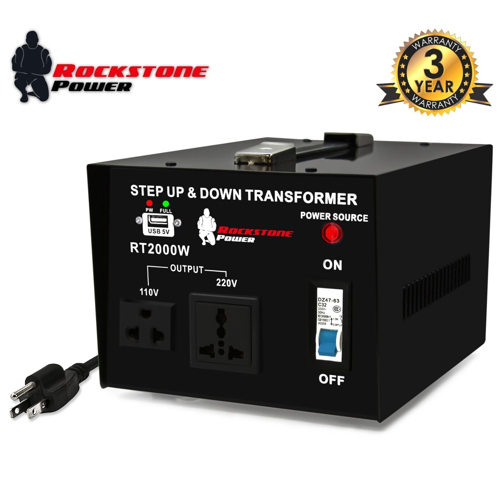 ROCKSTONE POWER 2000W Step Up/Down Voltage Converter Transformer 110V/220V - Walmart.com