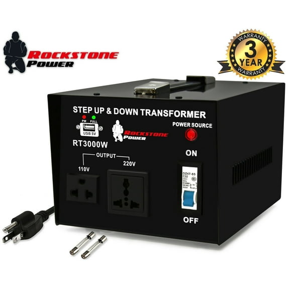 ROCKSTONE POWER 3000W Step Up/Down Voltage Converter Transformer 110V ...