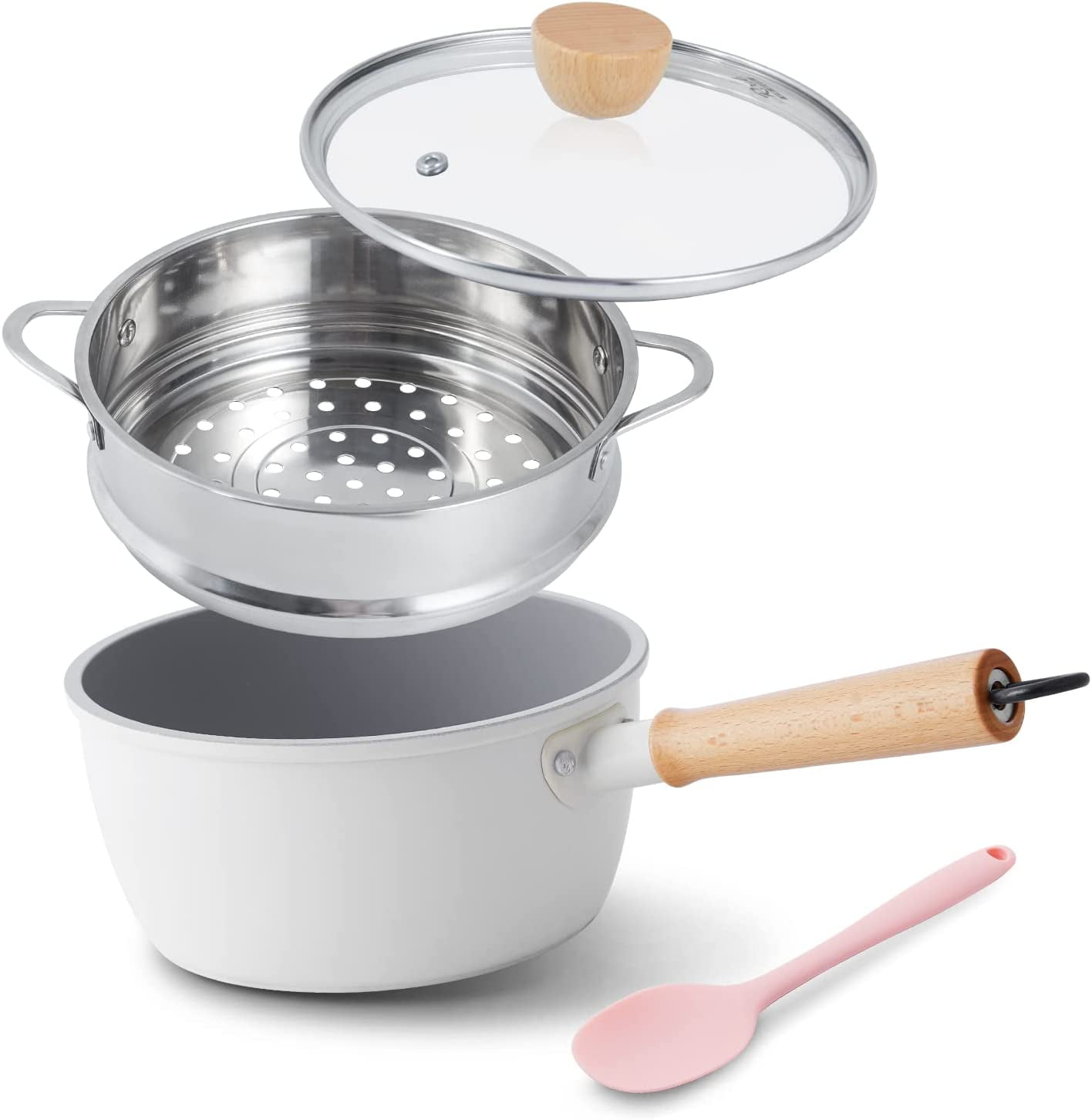 ROCKURWOK Ceramic Nonstick Sauce Pan with Lid, 2 Quart Cooking Pot ...