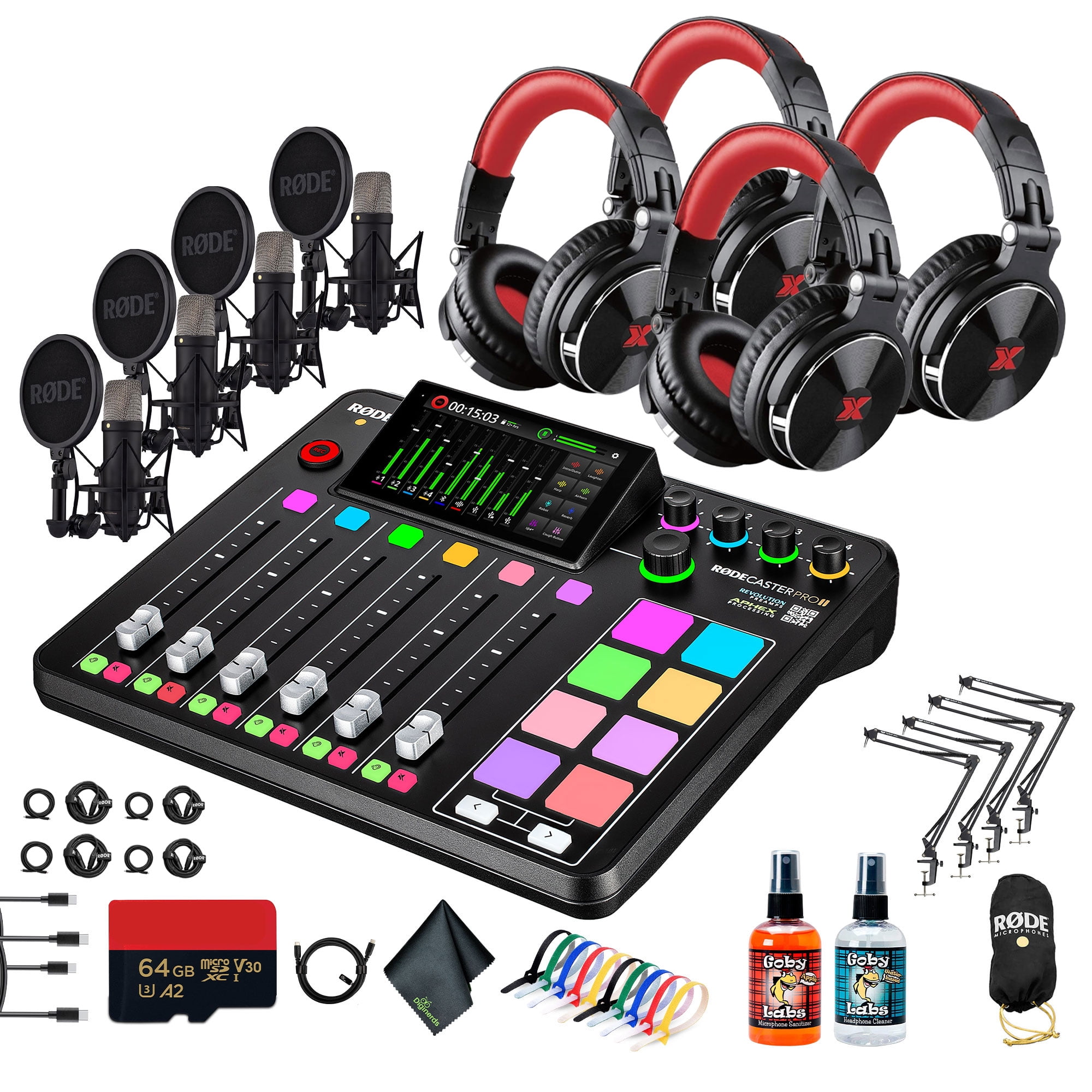 RODE RODECaster Pro II + 4x Studio Headphones + 4x RODE NT1 5th Gen ...