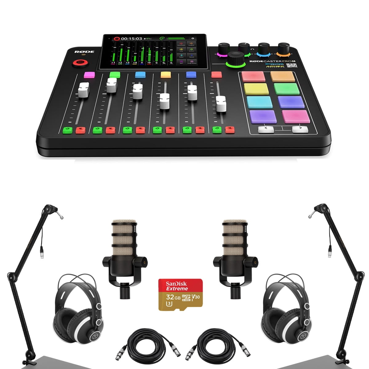 RODECaster Pro II Studio Console with 2x PodMic, 2x TAPH500 Headphones ...