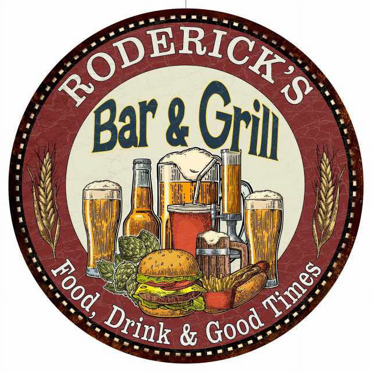 RODERICK'S Bar and Grill 14" Round Metal Sign Kitchen Wall Decor ...
