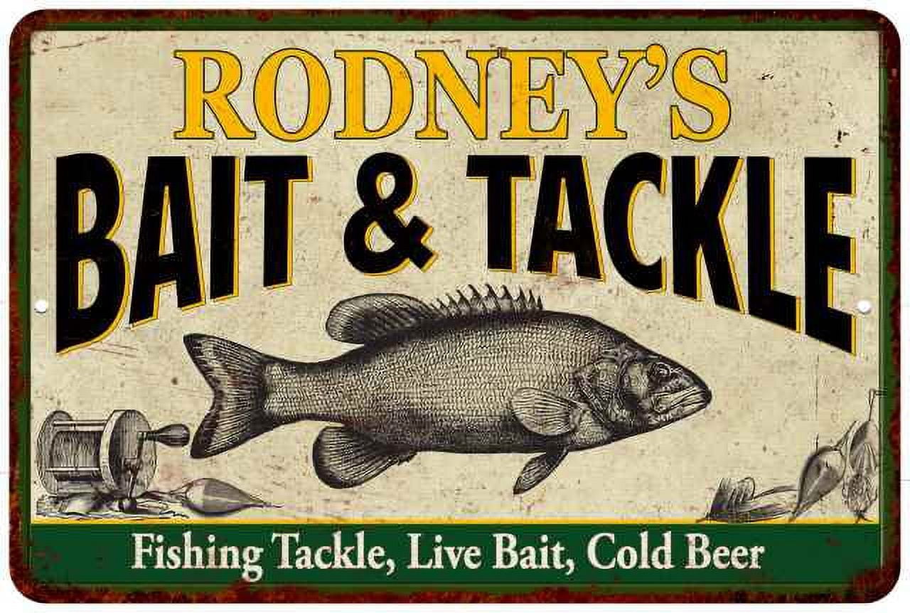 RODNEY'S Bait & Tackle Sign 8 x 12 High Gloss Metal 208120016114 ...