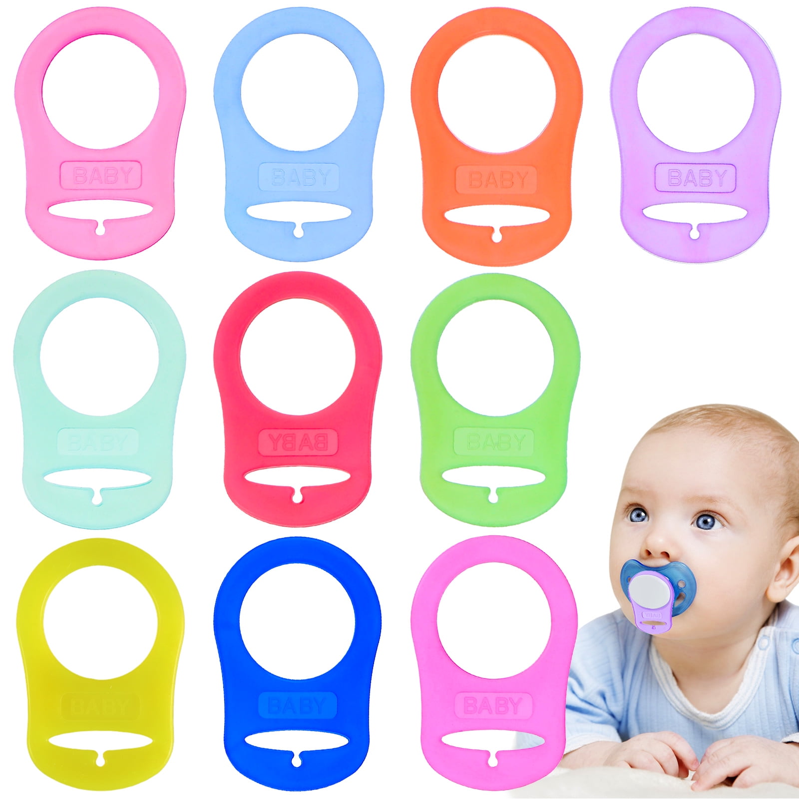 RODSHAKE 10pcs Pacifier Adapter Rings Silicone Pacifier Clip Adapters ...