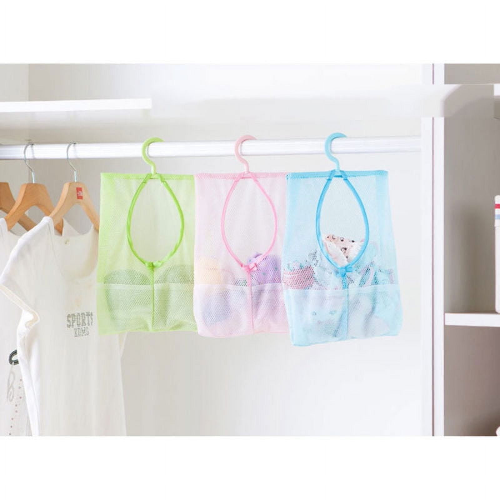 RODSHAKE Blue Clothespin Bag Hanging Laundry Mesh Bag Bathroom Shower ...