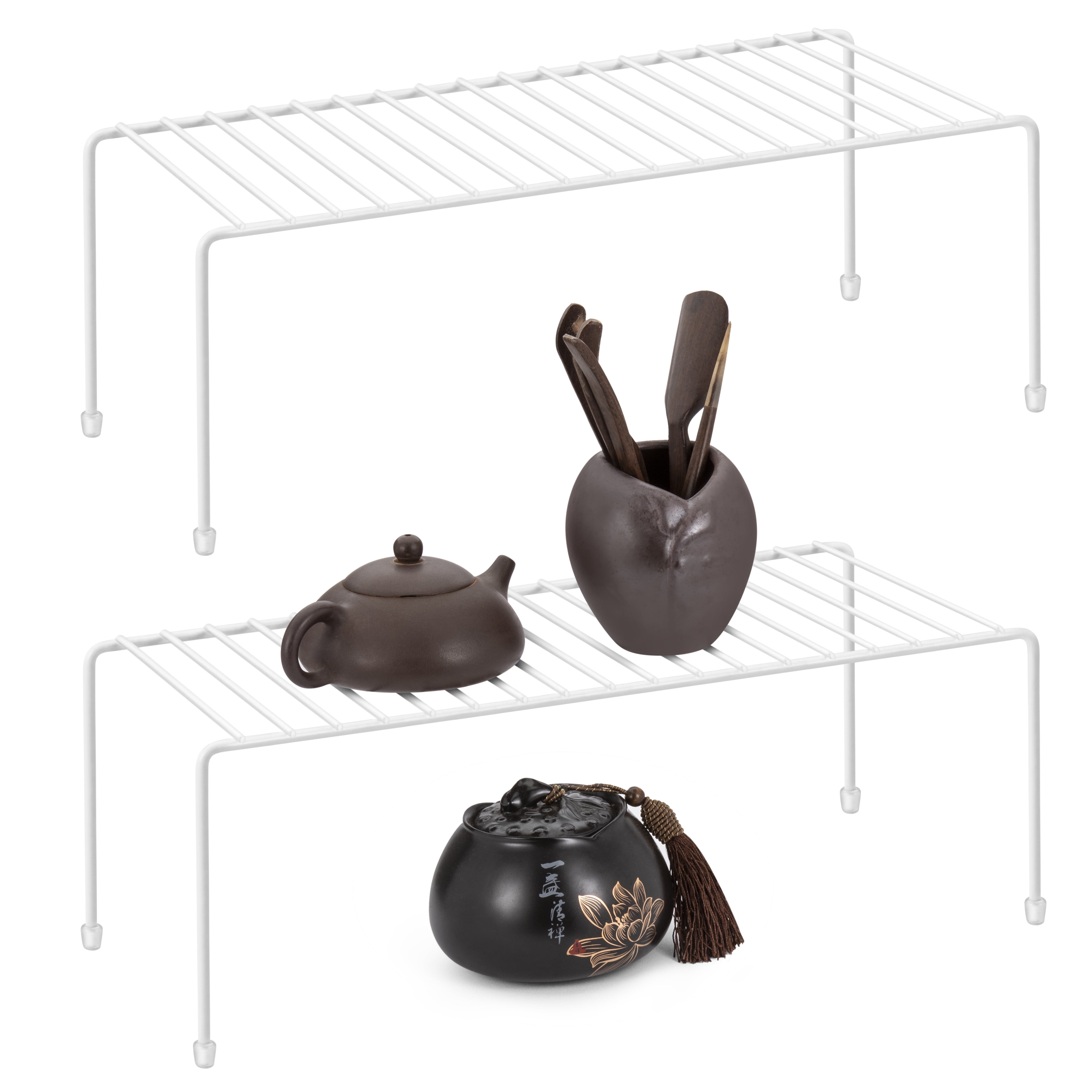 ROFAY Kitchen Cupboard Organiser Storage Shelf Wire, White, 2 Pack ...