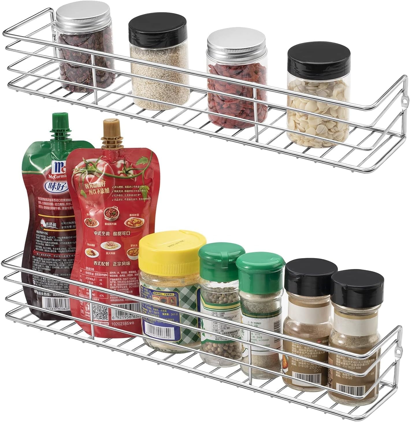 ROFAY Wall Mounted Spice Racks - Set of 2 Large Size 15.7'' Spice ...