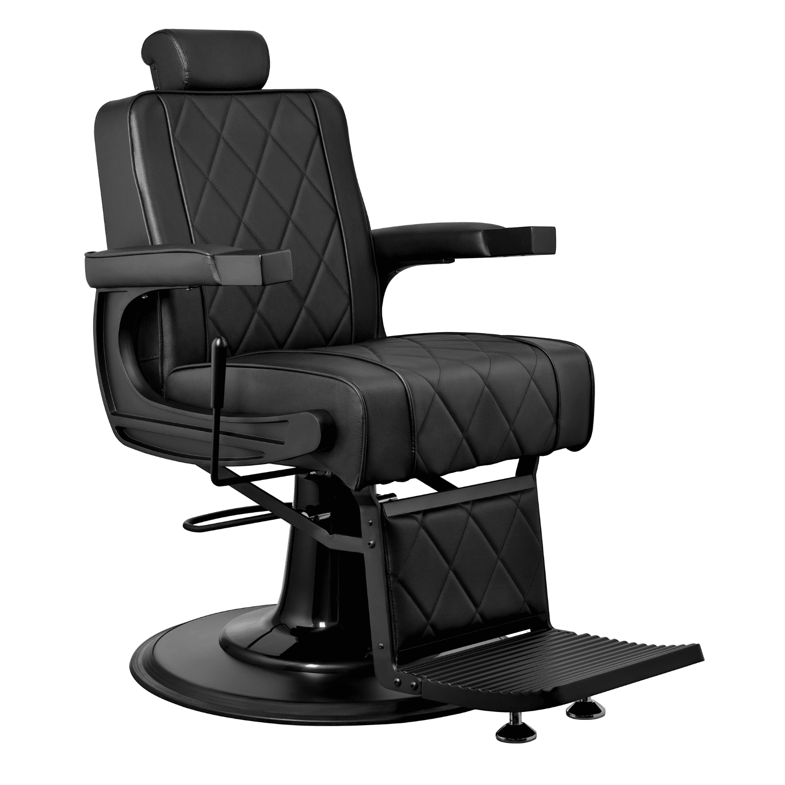ROGERS Heavy Duty Barber Chair Reclining Seat Hydraulic Barber Chair for Barber Shop Hair Salon Black Frame Black Leather