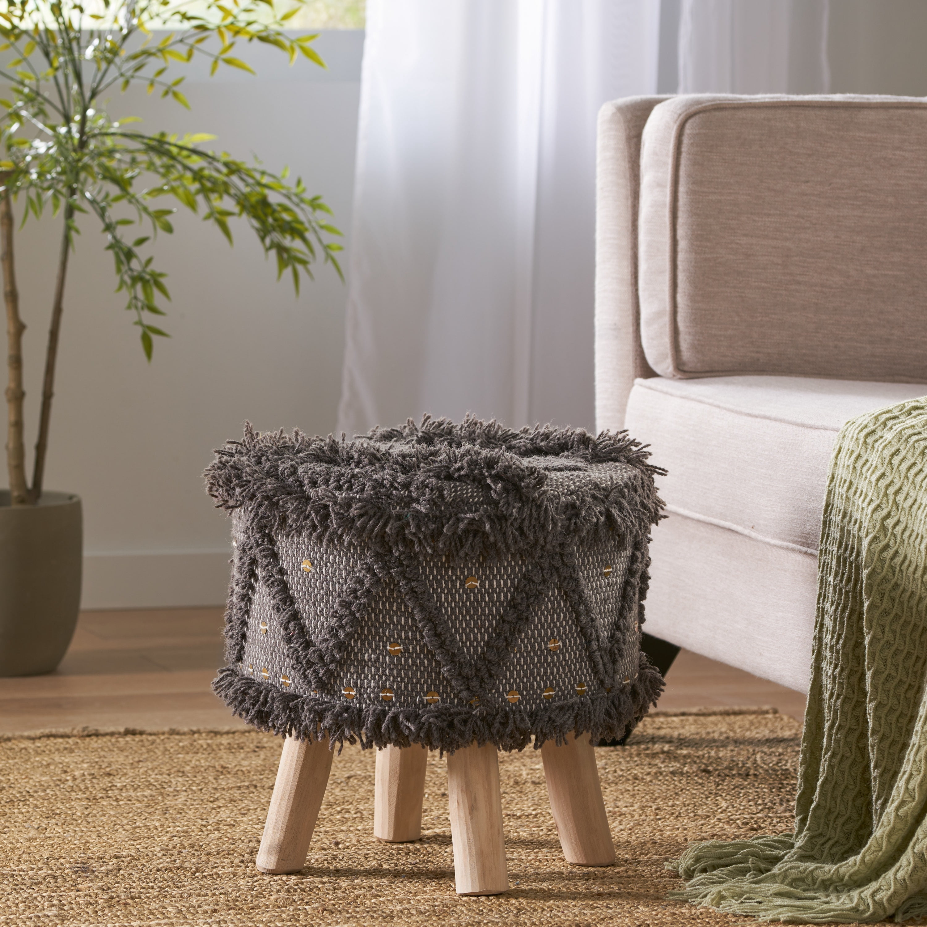 ROJA HANDCRAFTED WOOL & COTTON 16 X 16 FOOT STOOL - Walmart.com